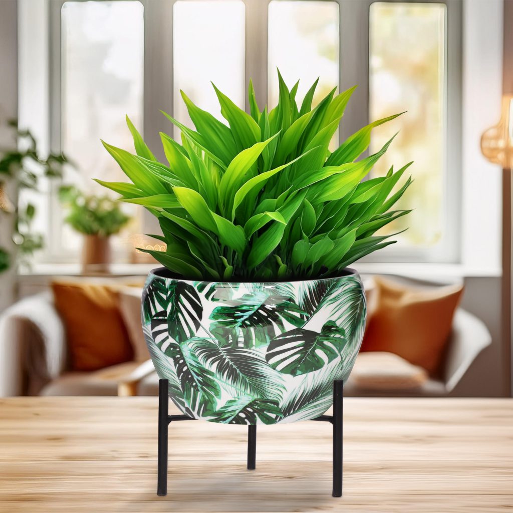 Printed Flower Pot/Vase (Green Leaves) - Nestin Store